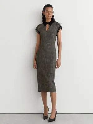 REISS Ava Collared Fitted Midi Dress