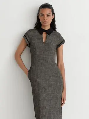 REISS Ava Collared Fitted Midi Dress