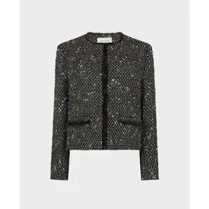 REALLY WILD CLOTHING Isabella Cropped Wool Blend Boucle Jacket - Bronze Glitter