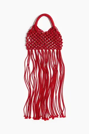 H&m Fringed Net Handbag - Red