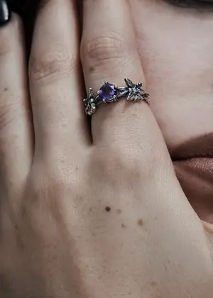 DISTURBIA Sterling Amethyst Fairy Ring - Silver