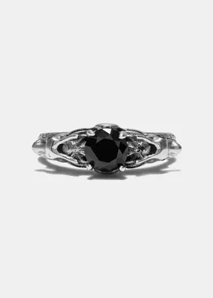 DISTURBIA Sterling Dragon Ring With Black Spinel