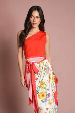 Coast Bandage One Shoulder Printed Midi Dress