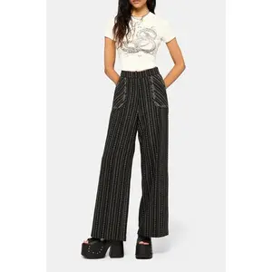 DISTURBIA Tate Stripe Wide Leg Trousers