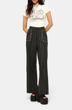 DISTURBIA Tate Stripe Wide Leg Trousers