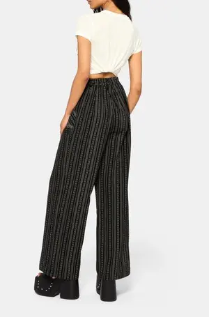 DISTURBIA Tate Stripe Wide Leg Trousers