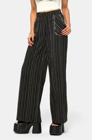 DISTURBIA Tate Stripe Wide Leg Trousers