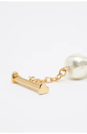 Bimba Y Lola Chain Necklace With Faux Pearl And Resin Heart