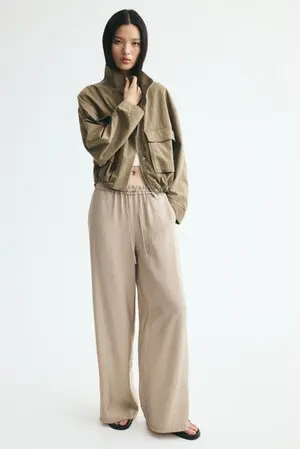 H&M Viscose-blend Drawstring Pants - Beige