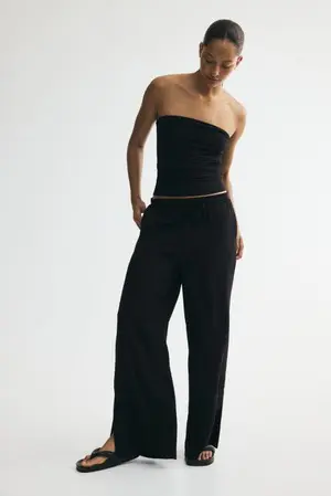 H&m Viscose-blend Drawstring Pants Black