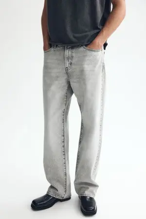 H&M Relaxed Fit Straight Leg Denim Jeans - Light Denim Gray