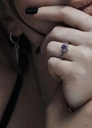 DISTURBIA Devotion Sterling Amethyst Ring - Silver