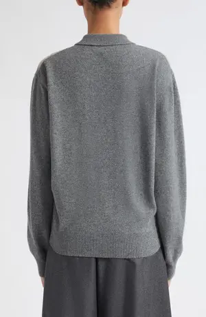RÓHE Argyle Plaid Mouliné Polo Sweater - Grey/oat Check