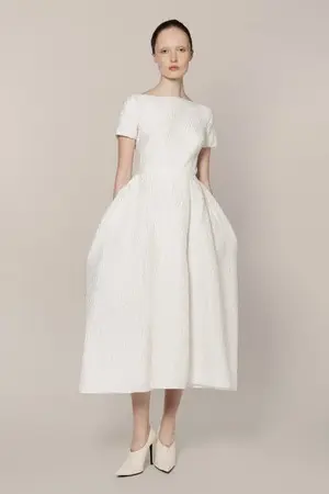 ROKSANDA Vaela Short Sleeve Bridal Dress - Ivory