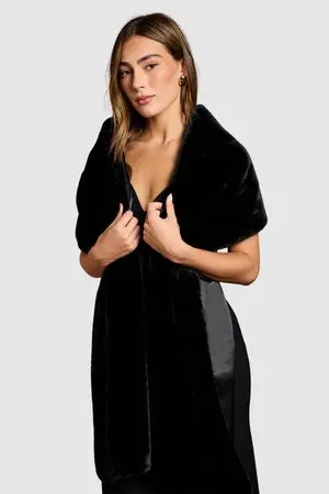 Coast Faux Fur Shawl - Black
