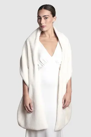 Coast Faux Fur Shawl - Ivory