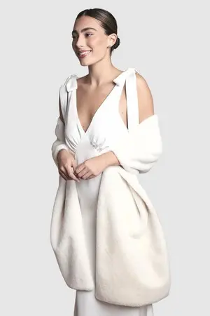 Coast Faux Fur Shawl - Ivory
