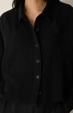 Eileen Fisher Organic Cotton Crepe Cropped Jacket