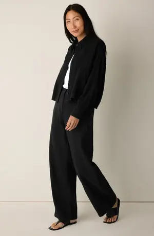 Eileen Fisher Organic Cotton Crepe Cropped Jacket