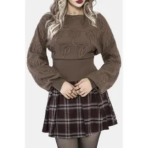 DISTURBIA Covet Cotton-blend Cable Knit Cropped Sweater