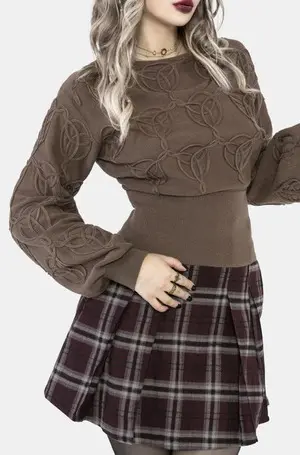 DISTURBIA Covet Cotton-blend Cable Knit Cropped Sweater