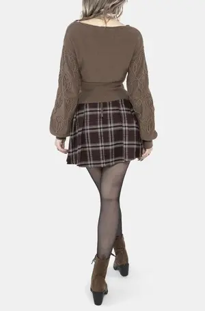 DISTURBIA Covet Cotton-blend Cable Knit Cropped Sweater