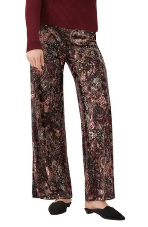 Karen Kane Velvet Burnout Wide Leg Pants - Print