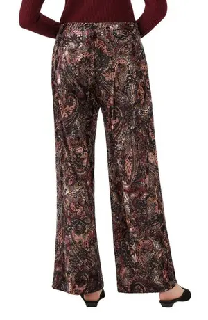 Karen Kane Velvet Burnout Paisley Wide Leg Pants