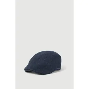 Brunello Cucinelli Virgin Wool Flannel Flat Cap With Embroidered Logo - Night