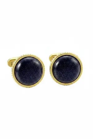 DEJI ENIOLA Celestial Goldstone Cufflinks - Deep Midnight Blue