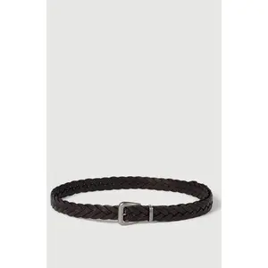 Brunello Cucinelli Braided Leather Belt With Monili - Brown