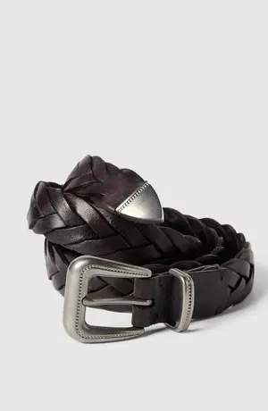Brunello Cucinelli Braided Leather Belt With Monili