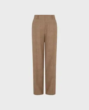 REALLY WILD CLOTHING Rosemont Cotton Wool Blend Straight Leg Trousers - Brown