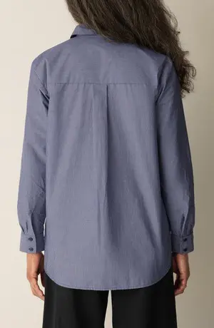Eileen Fisher Organic Cotton Longline Button-up Shirt - Infinity
