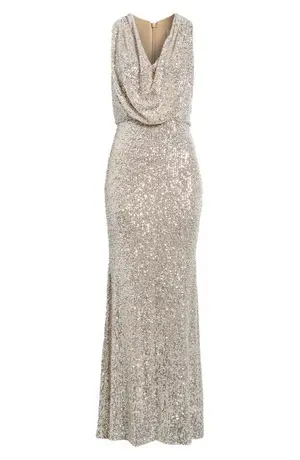 Eliza J Sequined Cowl Neck Maxi Gown