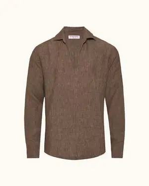 Orlebar Brown Relaxed Linen Overhead Shirt - Espresso
