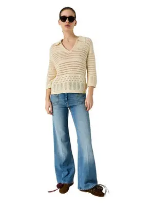 Gerard Darel Lalya 3/4 Sleeve V-neck Knit Top