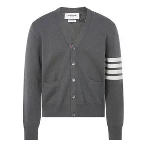 Thom Browne Cardigan With Four-bar Detail - Gray