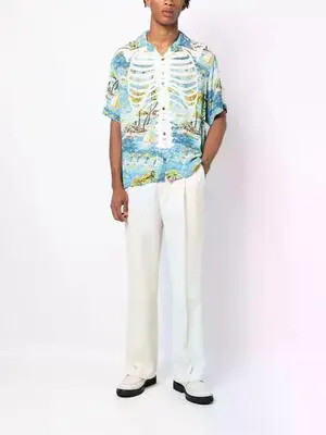 Kapital Kamekameha Bone Graphic-print Shirt - Blue