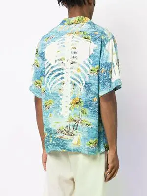Kapital Kamekameha Bone Graphic-print Shirt - Blue