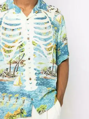 Kapital Kamekameha Bone Graphic-print Shirt - Blue
