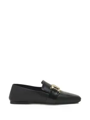 LANVIN Logo-plaque Leather Loafers - Black