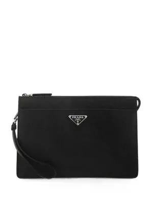 Prada Saffiano Leather Clutch Bag - Black