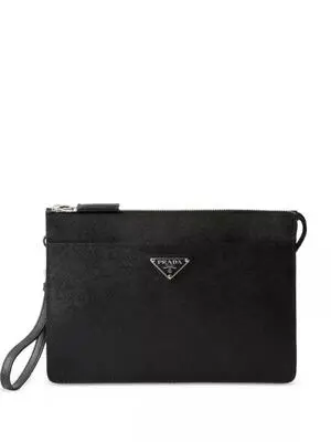 Prada Saffiano Leather Clutch Bag - Black