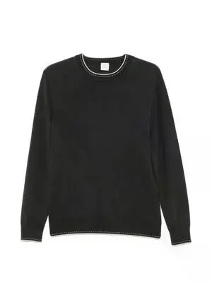 Eleventy Contrast-trim Wool Sweater - Black