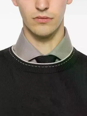 Eleventy Contrast-trim Wool Sweater