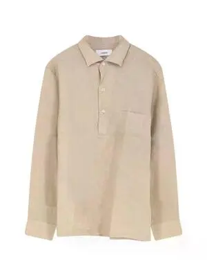 LARDINI Bowling-collar Patch-pocket Shirt - Neutrals