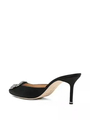 Manolo Blahnik Hangisi Crystal-buckle Mules - Black