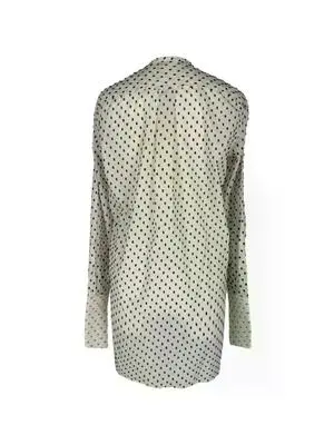 Celine Swiss Dot Band Collar Shirt