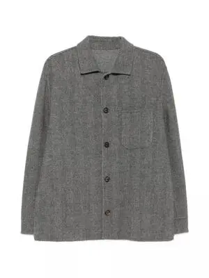 Eleventy Herringbone-pattern Button-up Overshirt - Grey